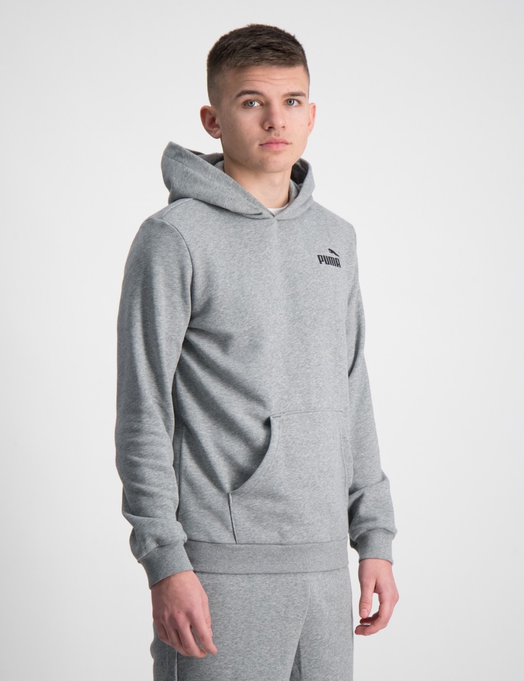 Puma Grå ESS Small Logo Hoodie TR B för Kille | Kids Brand Store
