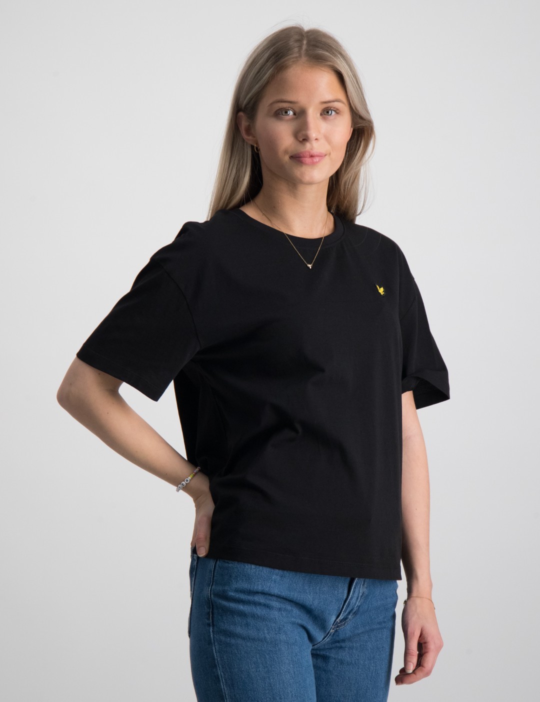 Lyle & Scott Svart Oversize Boxy Tee för Tjej | Kids Brand Store