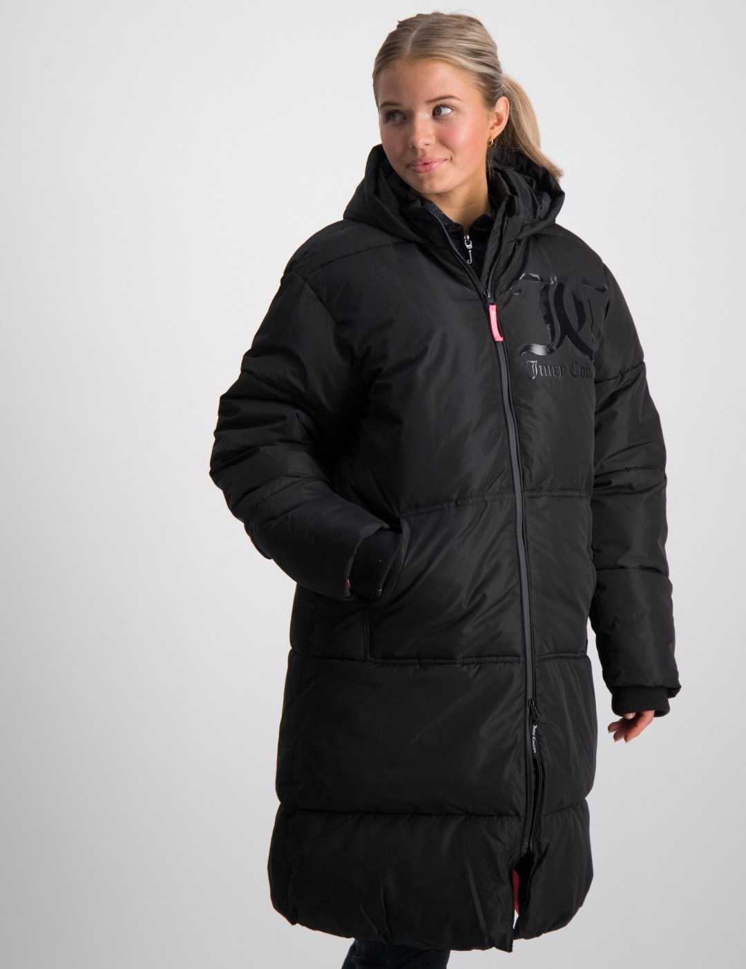 Schwarz Juicy Longline Puffa Coat für Mädchen | Kids Brand Store