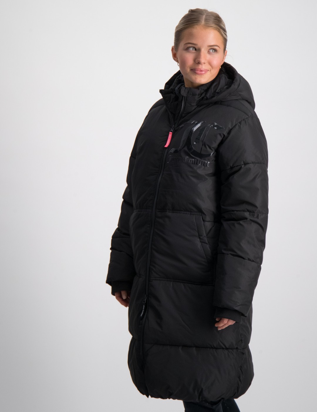 Juicy Couture Svart Juicy Longline Puffa Coat för Tjej | Kids Brand Store