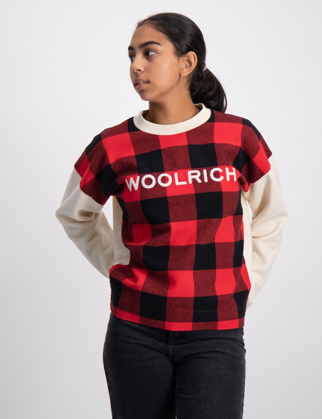 Woolrich Röd CHECK SWEATSHIRT för Tjej | Kids Brand Store