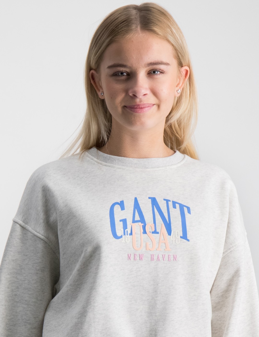 GANT Grå GANT USA VOLUMINOUS C-NECK för Tjej | Kids Brand Store