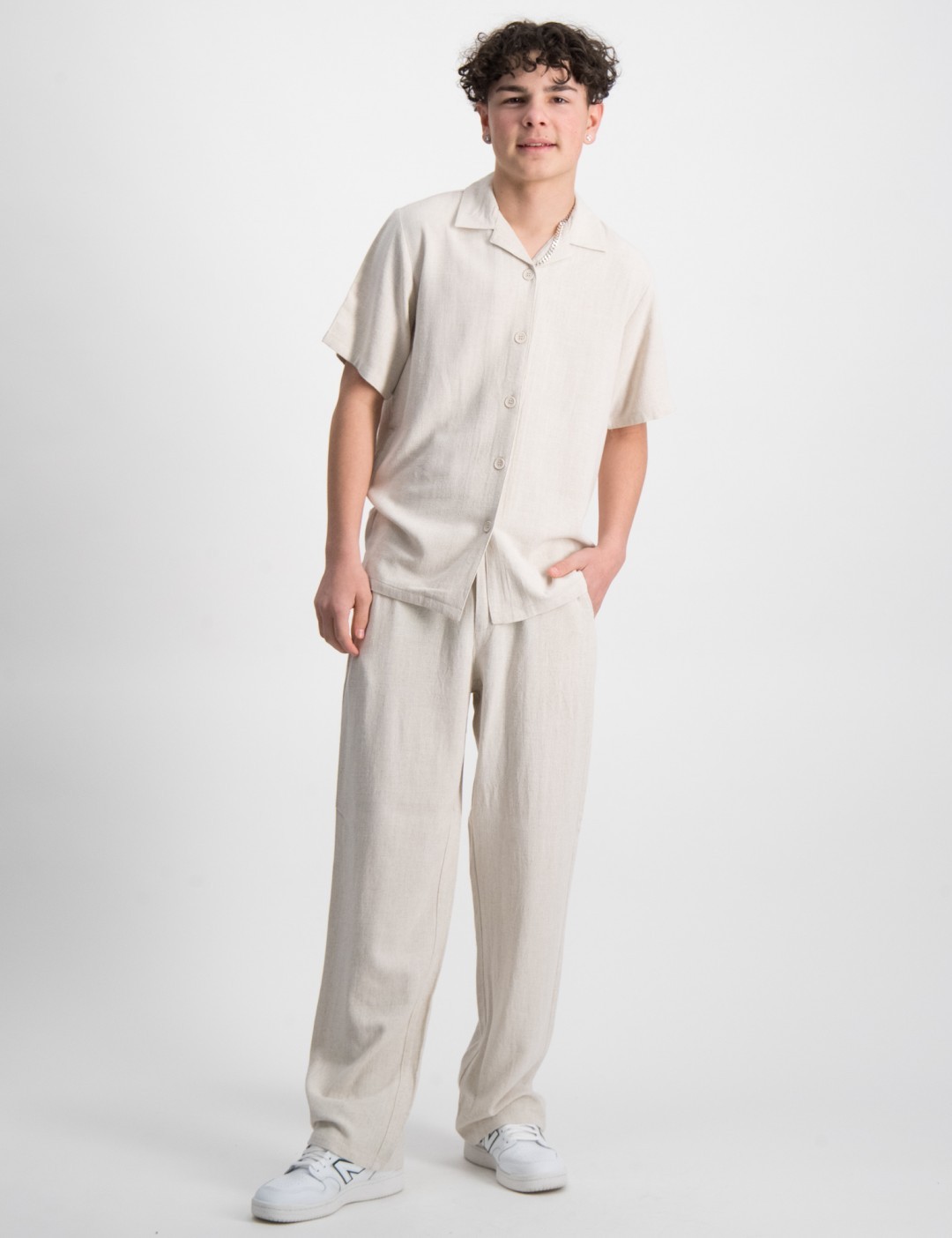 Grunt Beige Alex Linen Pants för Kille | Kids Brand Store