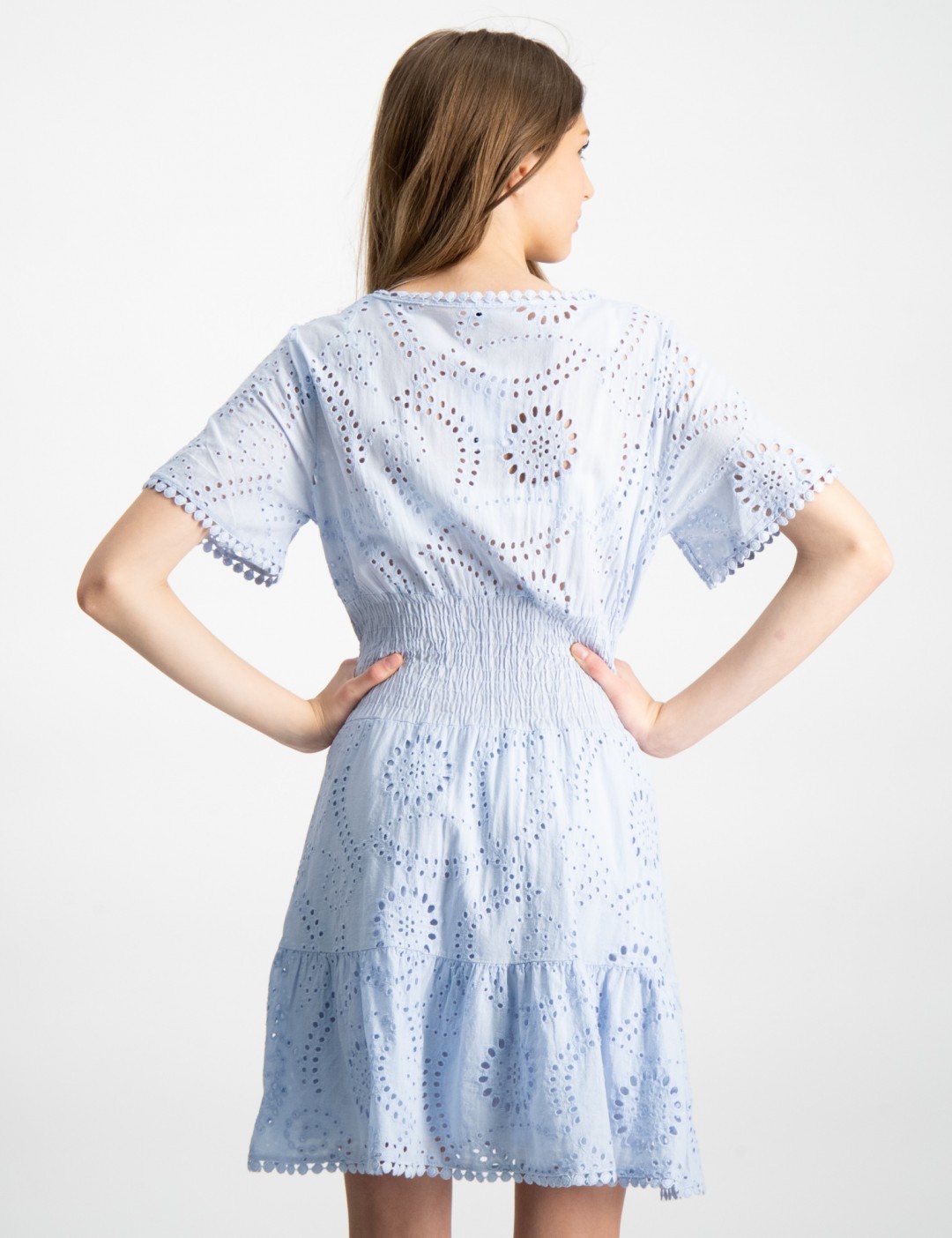 RYVLS Blau Broderie Anglaise Dress für Mädchen | Kids Brand Store