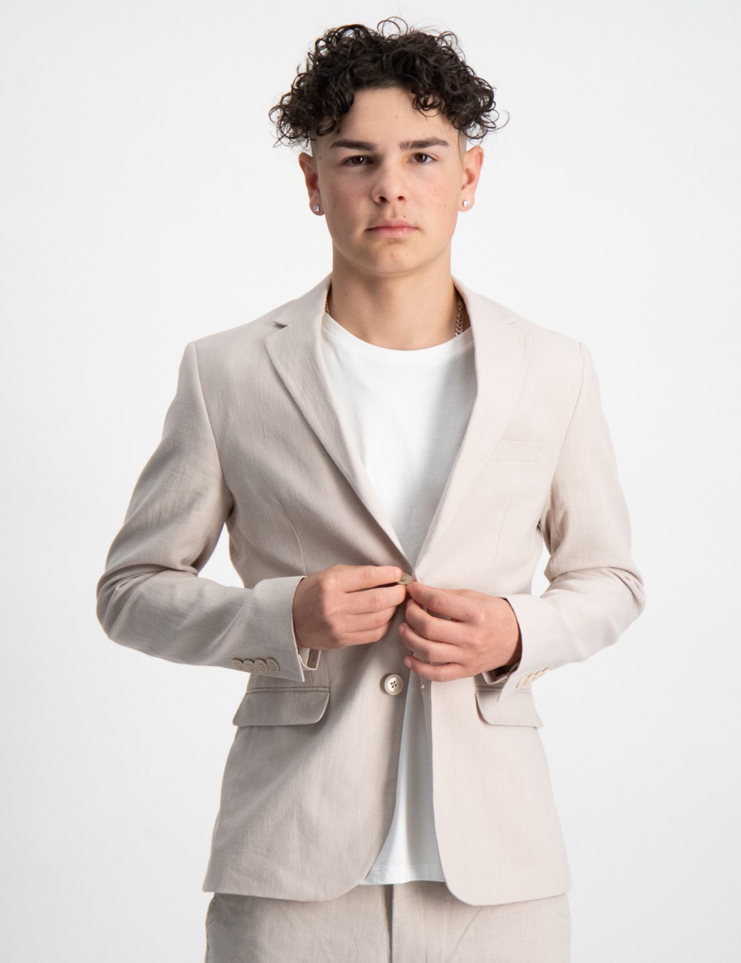 Grunt Beige Kalle Linen Blazer til Dreng | Kids Brand Store