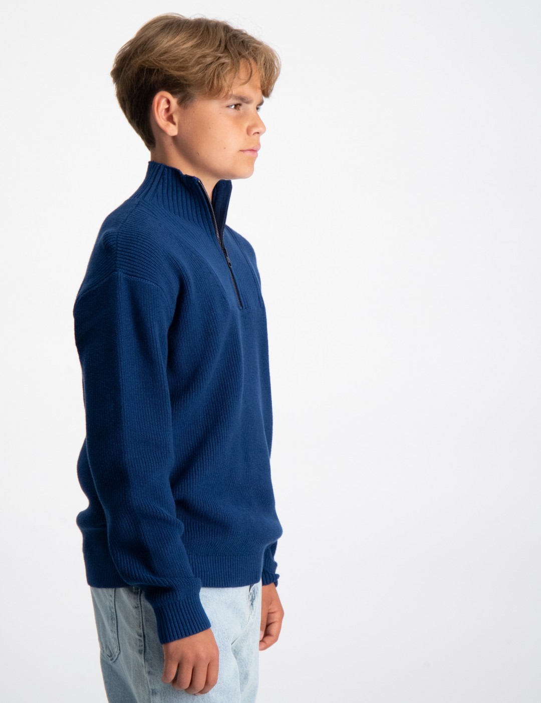Calvin Klein Blå HALF ZIP BADGE SWEATER för Kille | Kids Brand Store