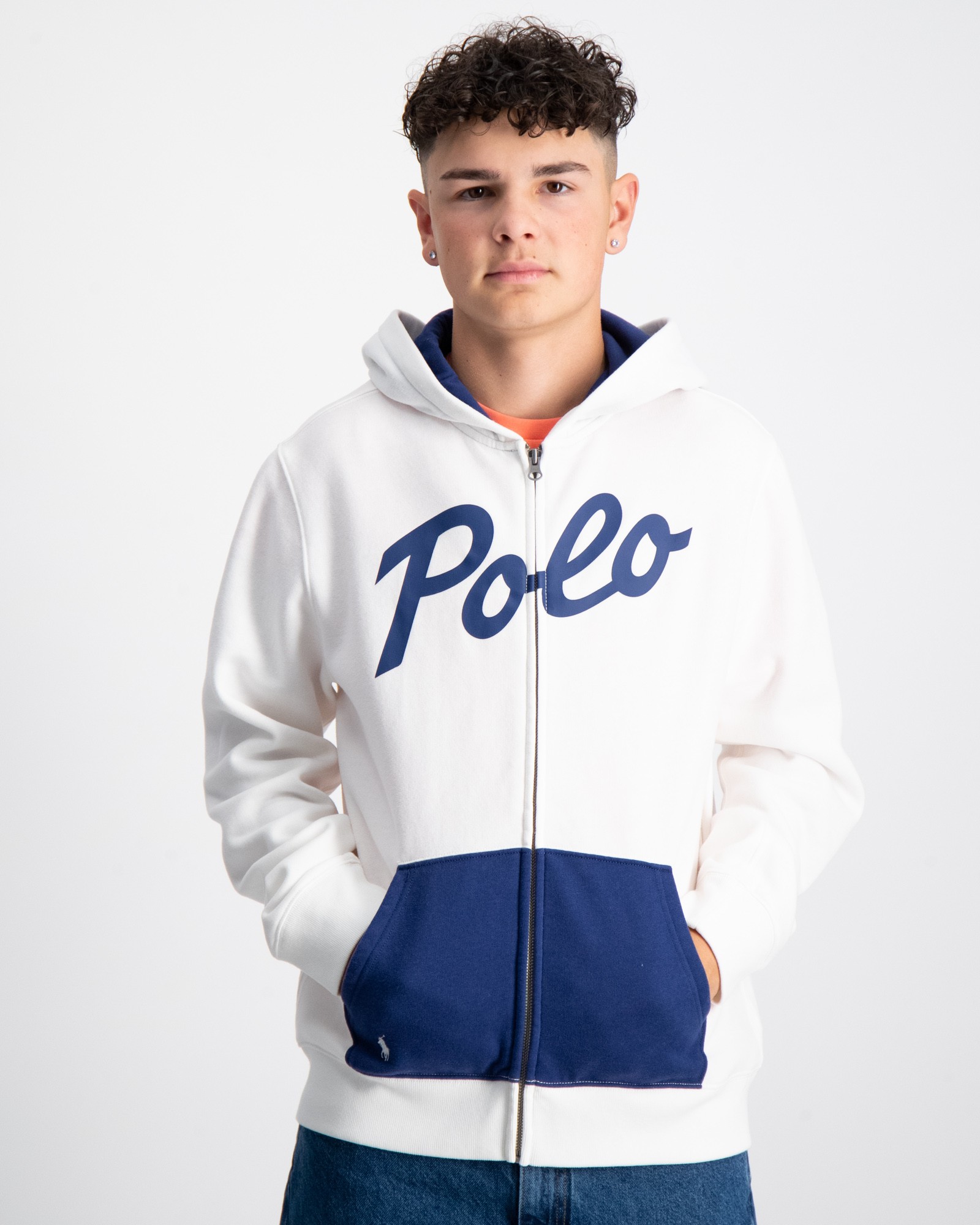 Vit Logo Fleece Full-Zip Hoodie för Kille | Kids Brand Store
