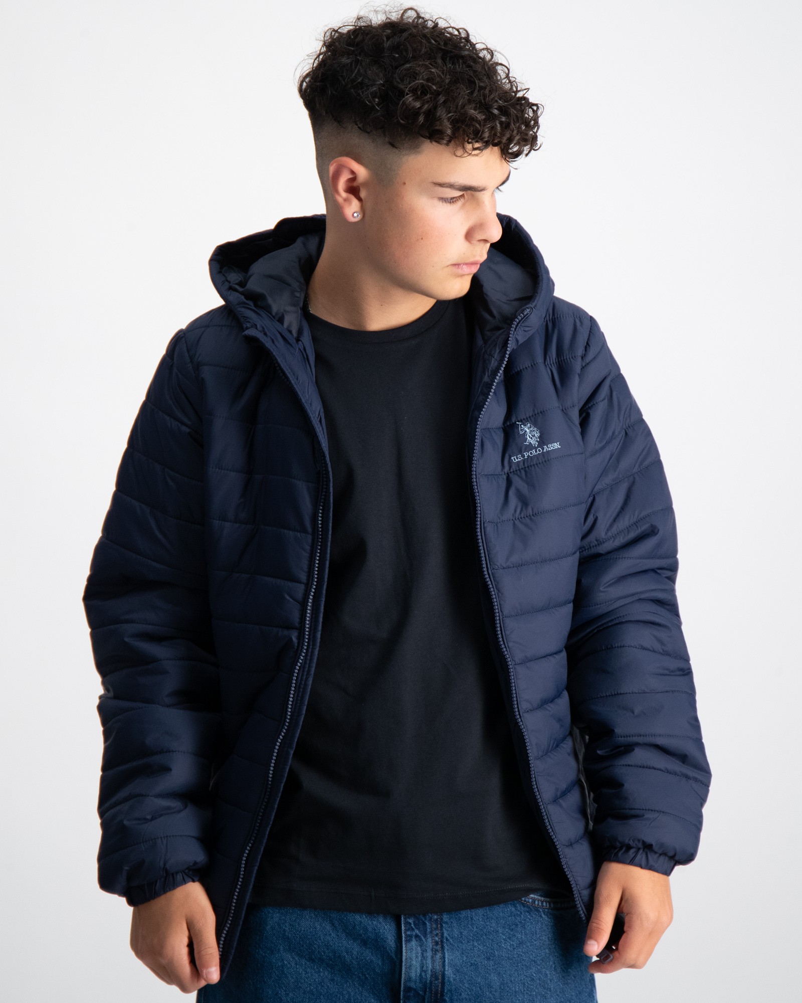 U.S. Polo Assn. Blauw USPA Hooded Quilted Jacket voor Jongens | Kids ...