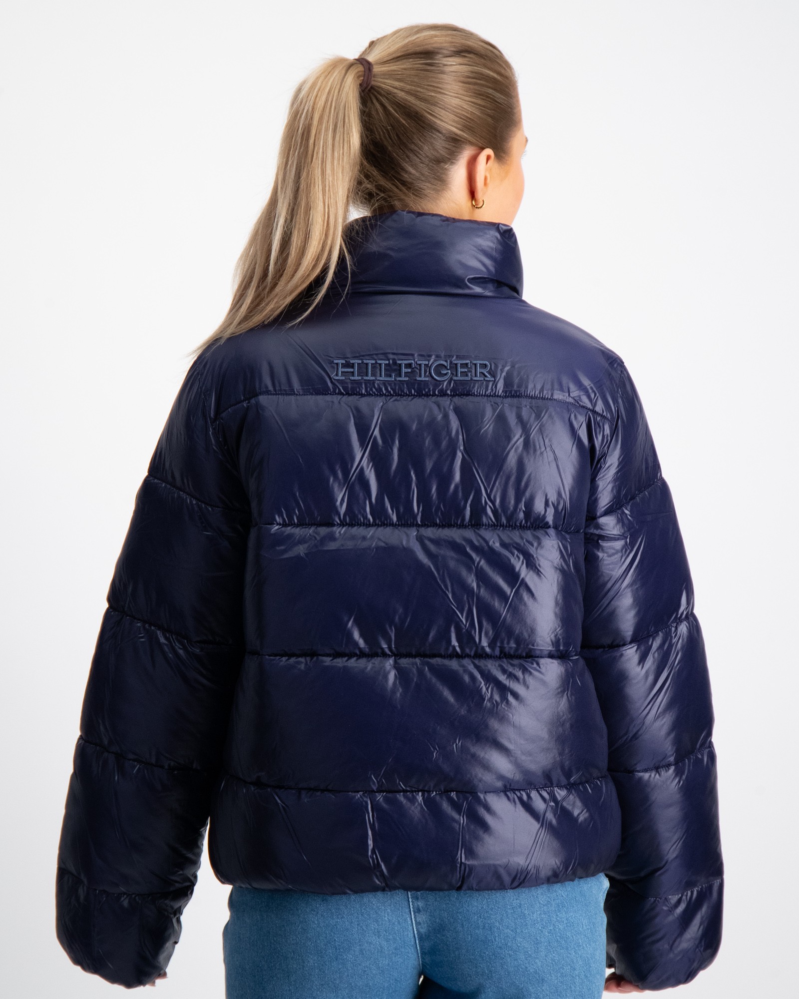 Tommy Hilfiger Blå GLOSSY PUFFER JACKET för Tjej | Kids Brand Store