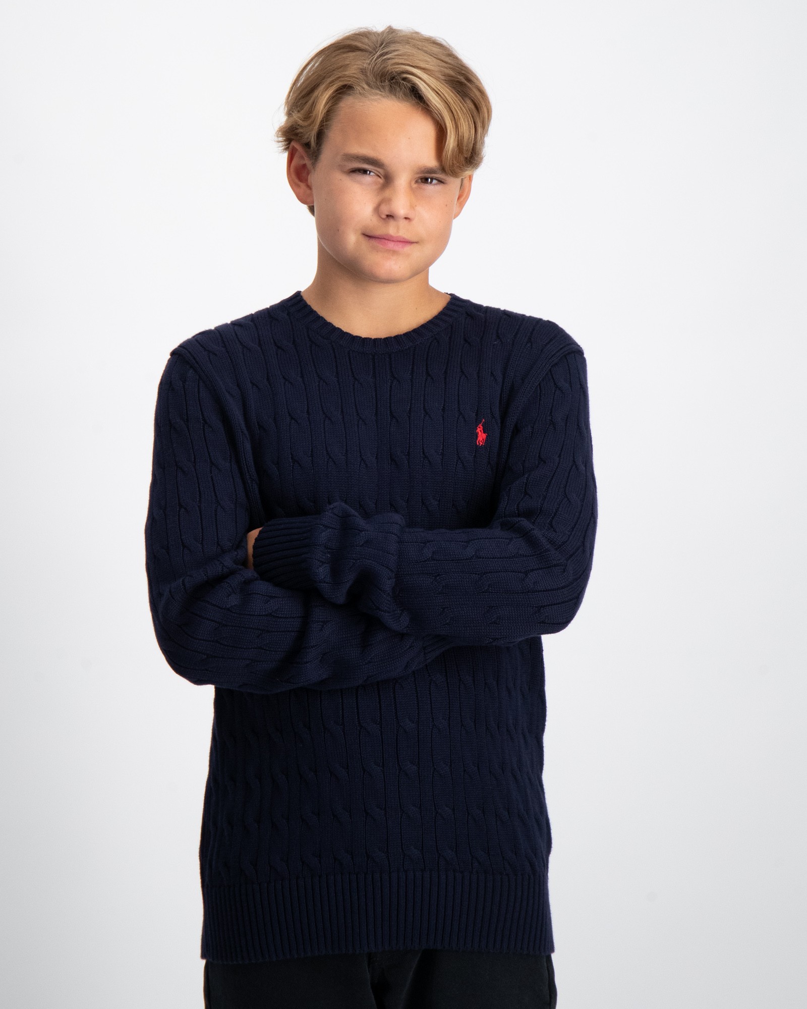 Polo Ralph Lauren Blå Cable-Knit Cotton Sweater för Kille | Kids Brand ...