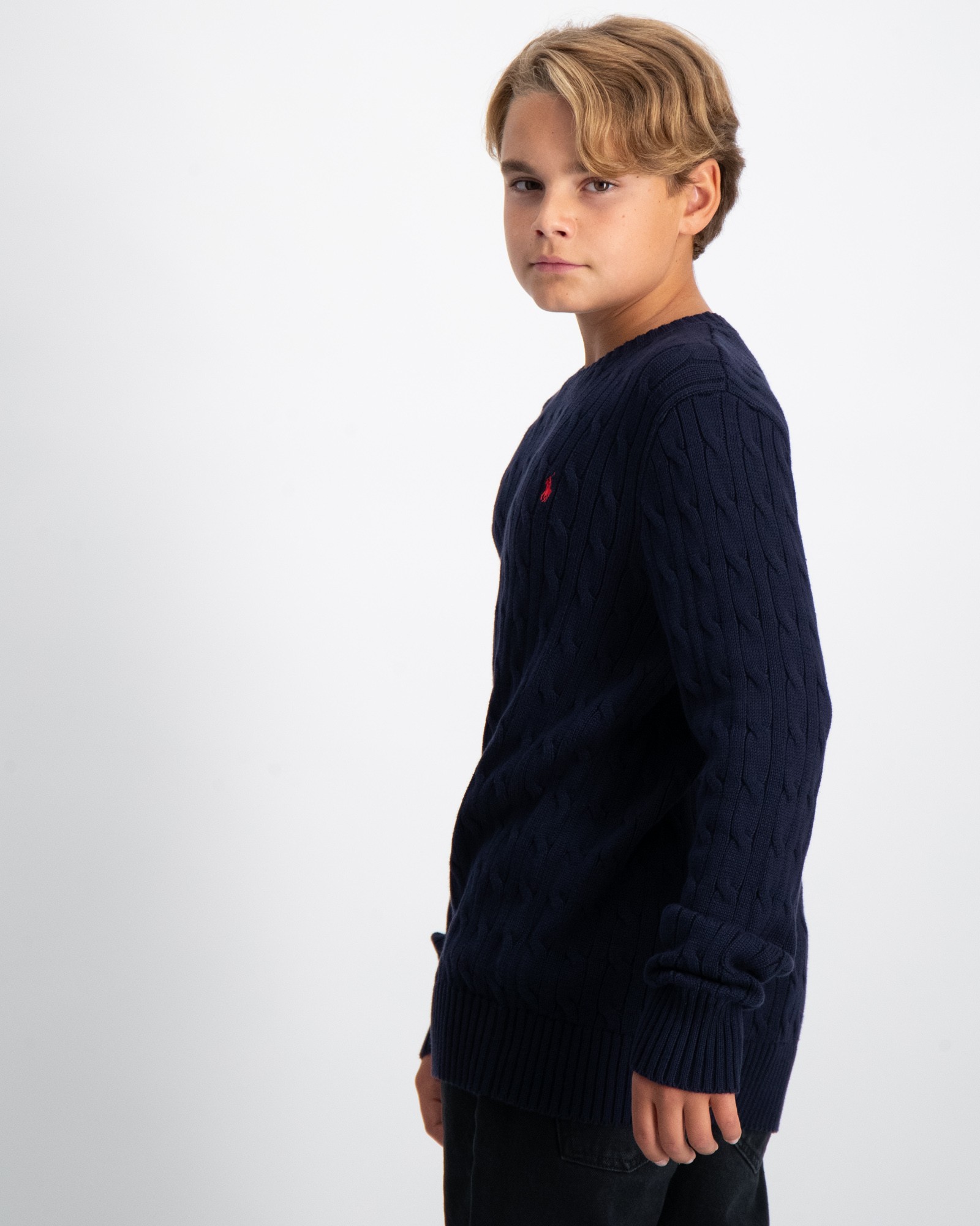 Polo Ralph Lauren Blå Cable-Knit Cotton Sweater för Kille | Kids Brand ...