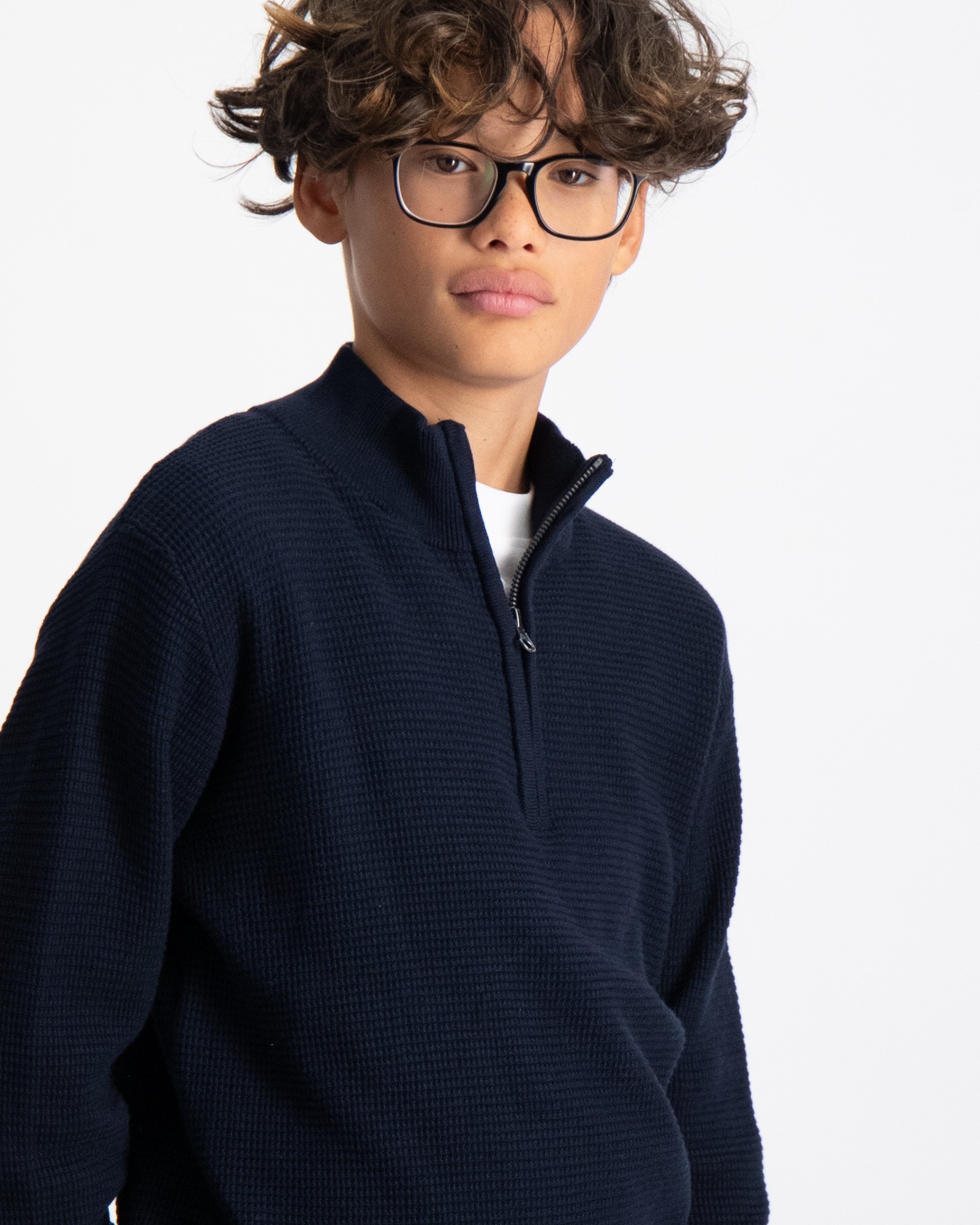 Blå NLMHILAS LS HALF ZIP KNIT til Gutt | Kids Brand Store