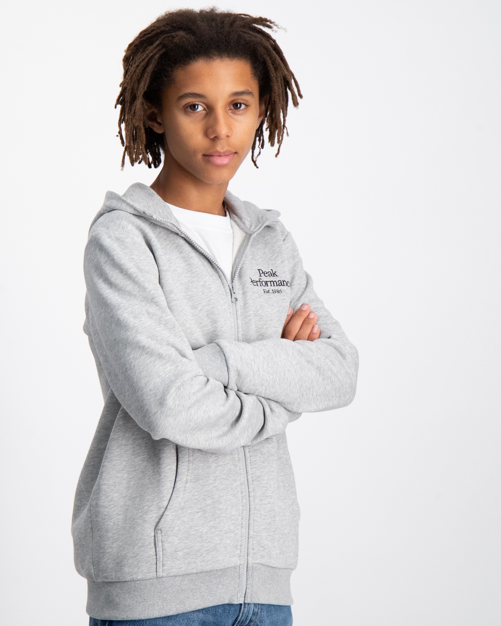 Peak Performance Grå Jr Original Zip Hood til Gutt | Kids Brand Store