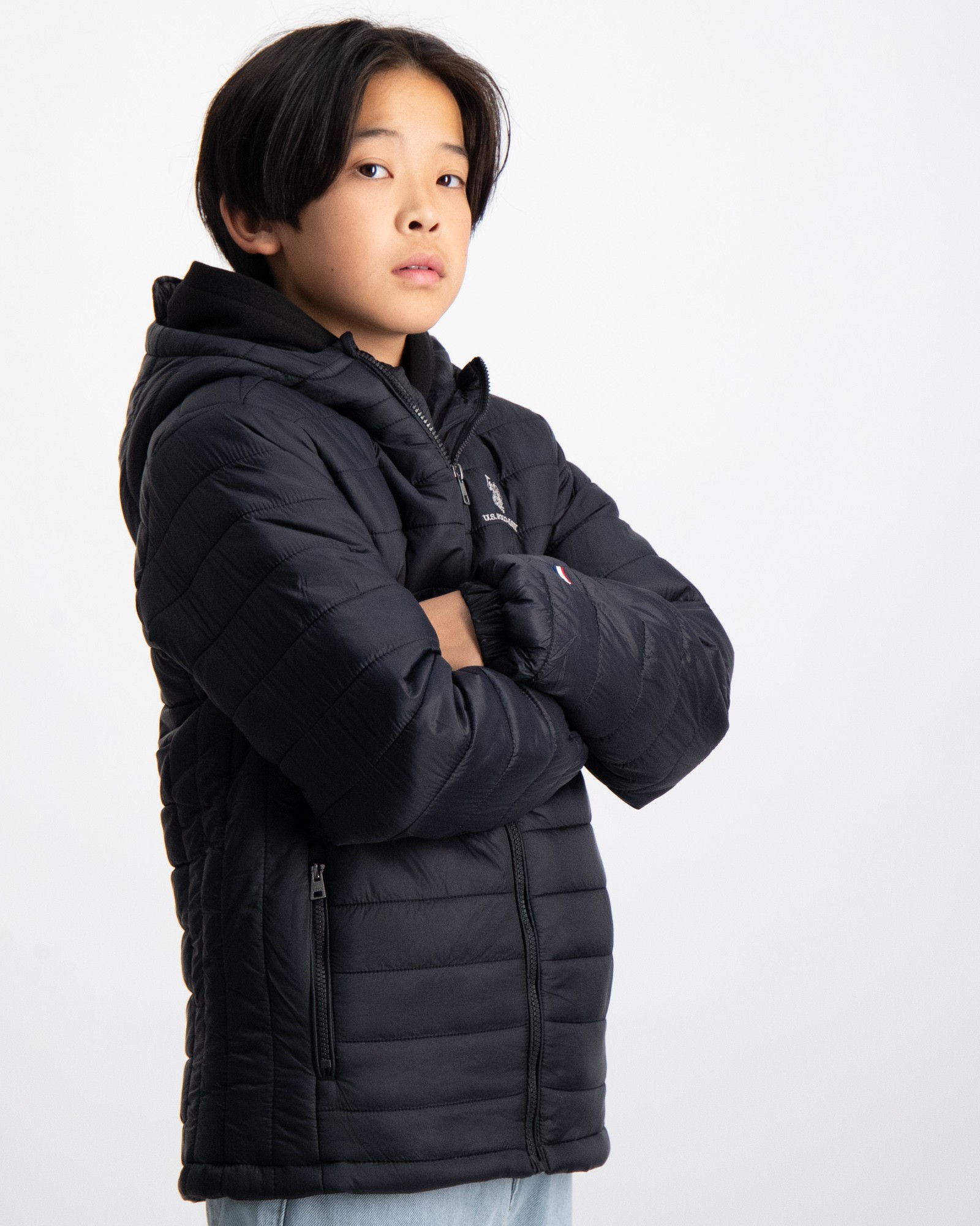 U.S. Polo Assn. Svart USPA Hooded Quilted Jacket för Kille | Kids Brand ...