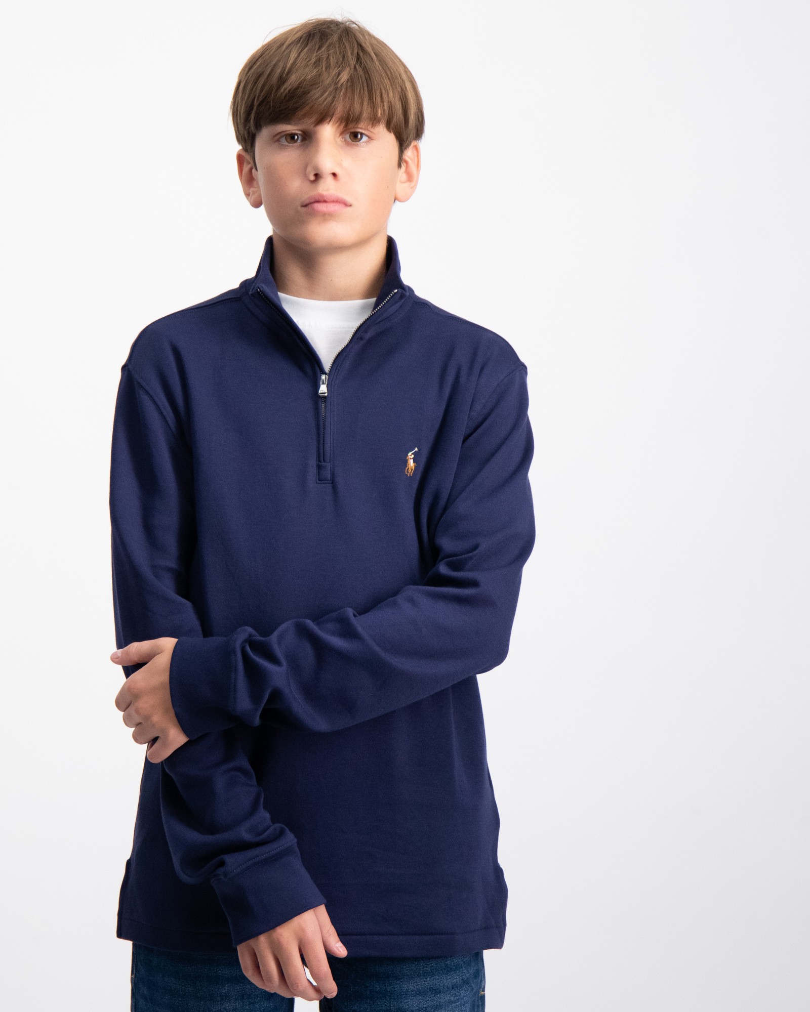 Polo Ralph Lauren Blå Cotton Interlock Quarter-Zip Pullover för Kille ...