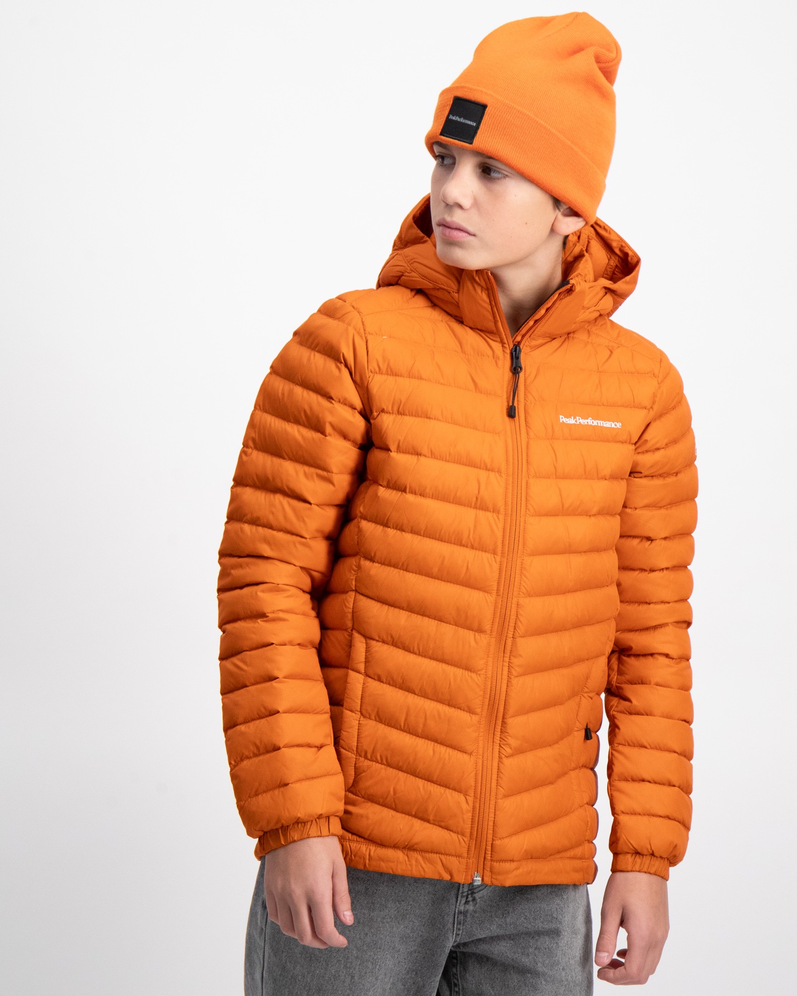 Orange Jr Frost Down Hood Jacket för Kille | Kids Brand Store