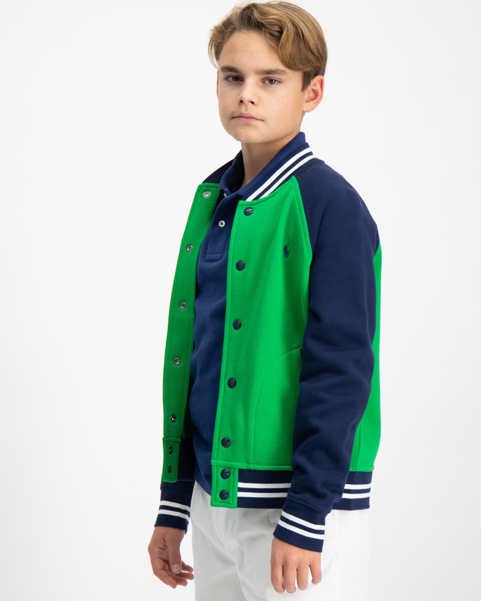 Grön Color-Blocked Fleece Baseball Jacket för Kille | Kids Brand Store