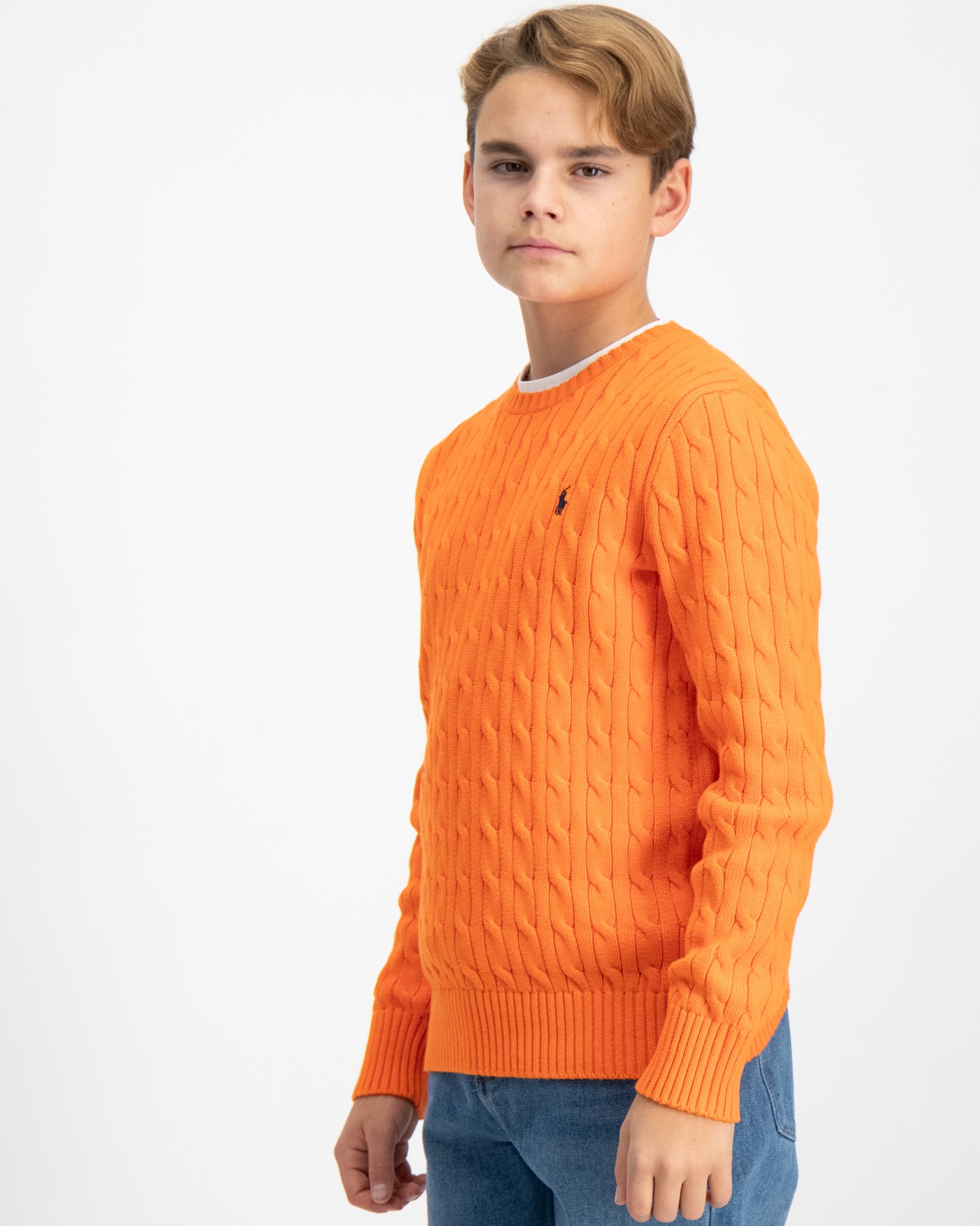 Polo Ralph Lauren Orange Cable-Knit Cotton Sweater för Kille | Kids ...