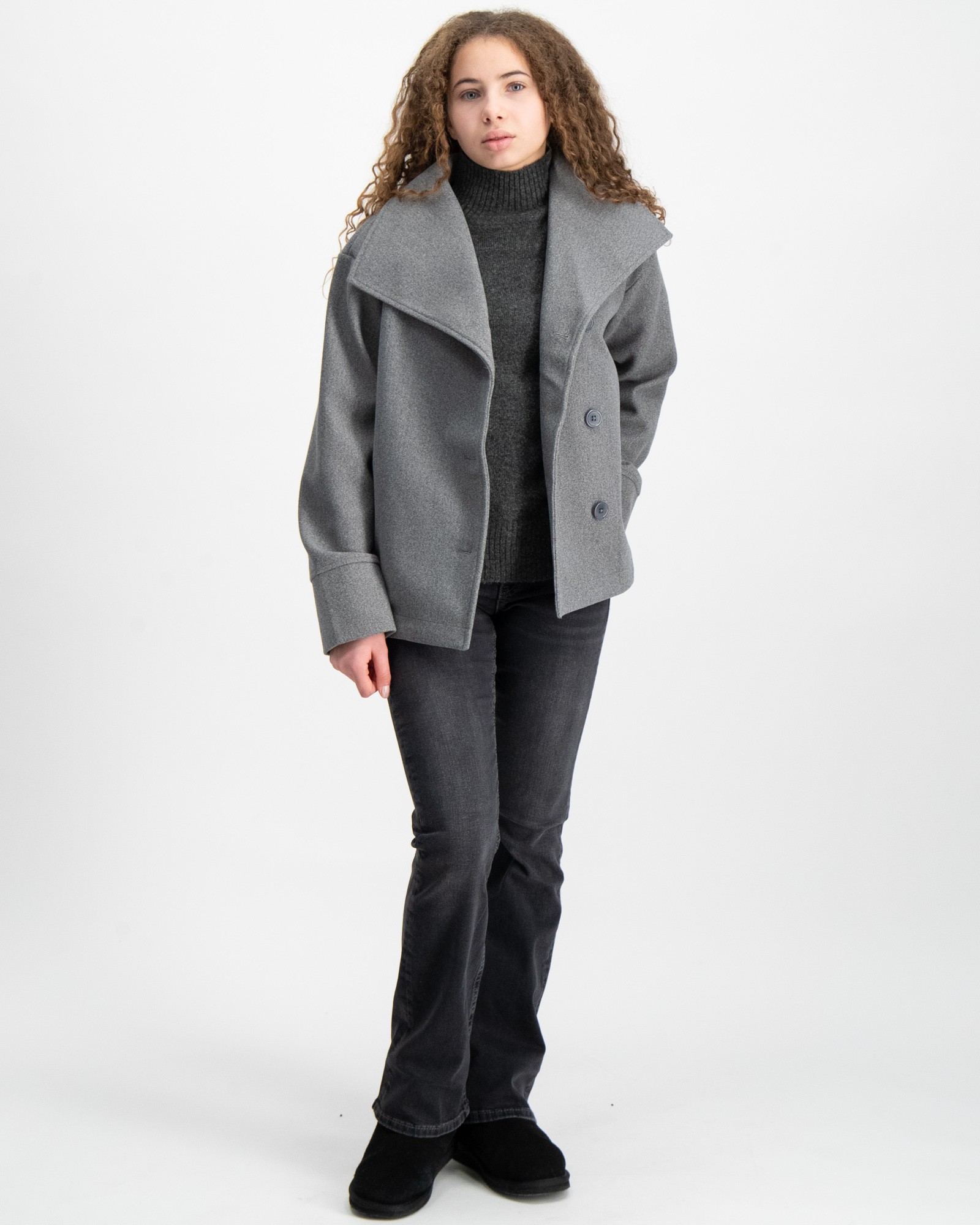 Gina Tricot Young Grå Y short felt jacket för Tjej | Kids Brand Store