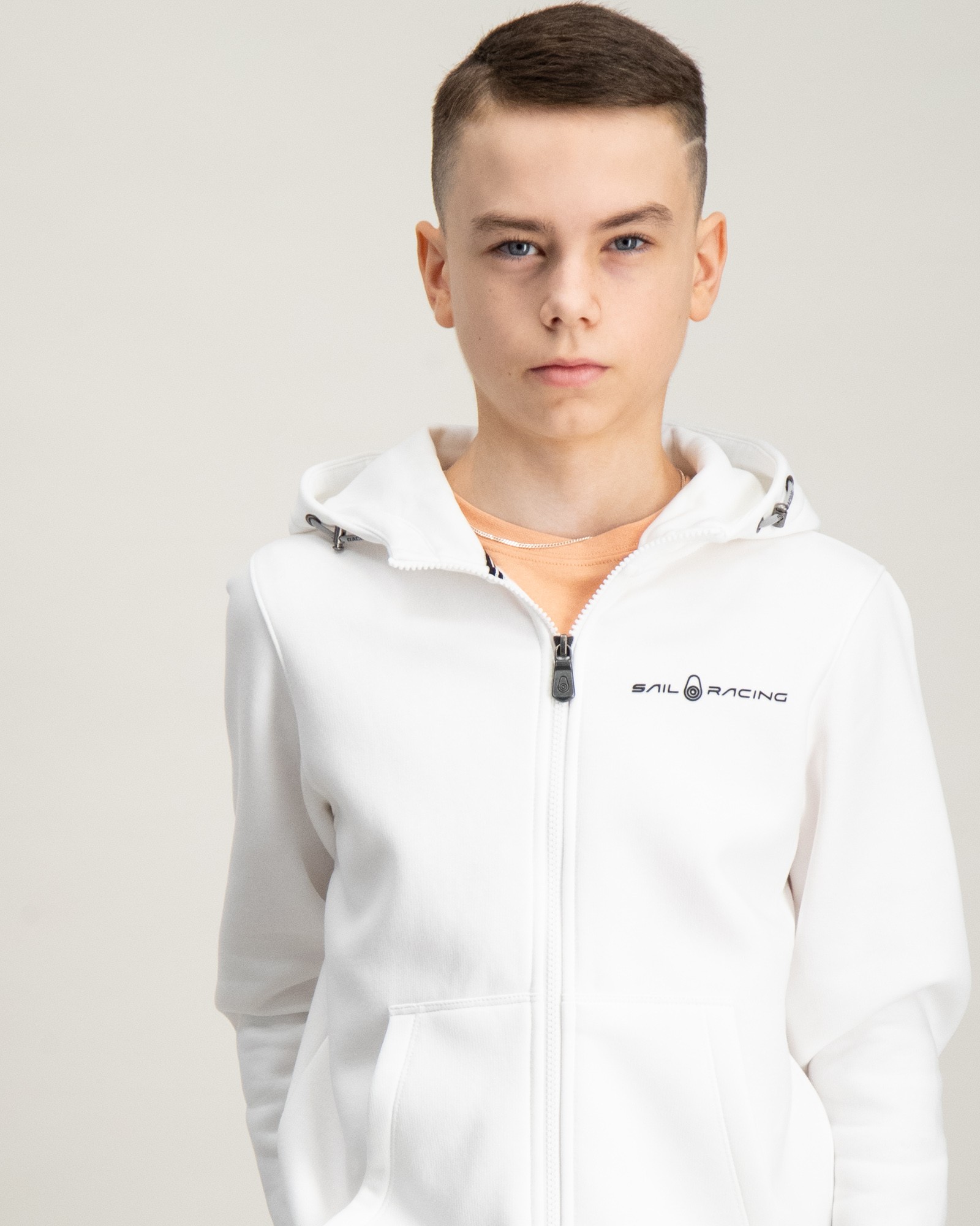 Sail Racing Vit JR BOWMAN LOGO ZIP HOOD för Kille | Kids Brand Store
