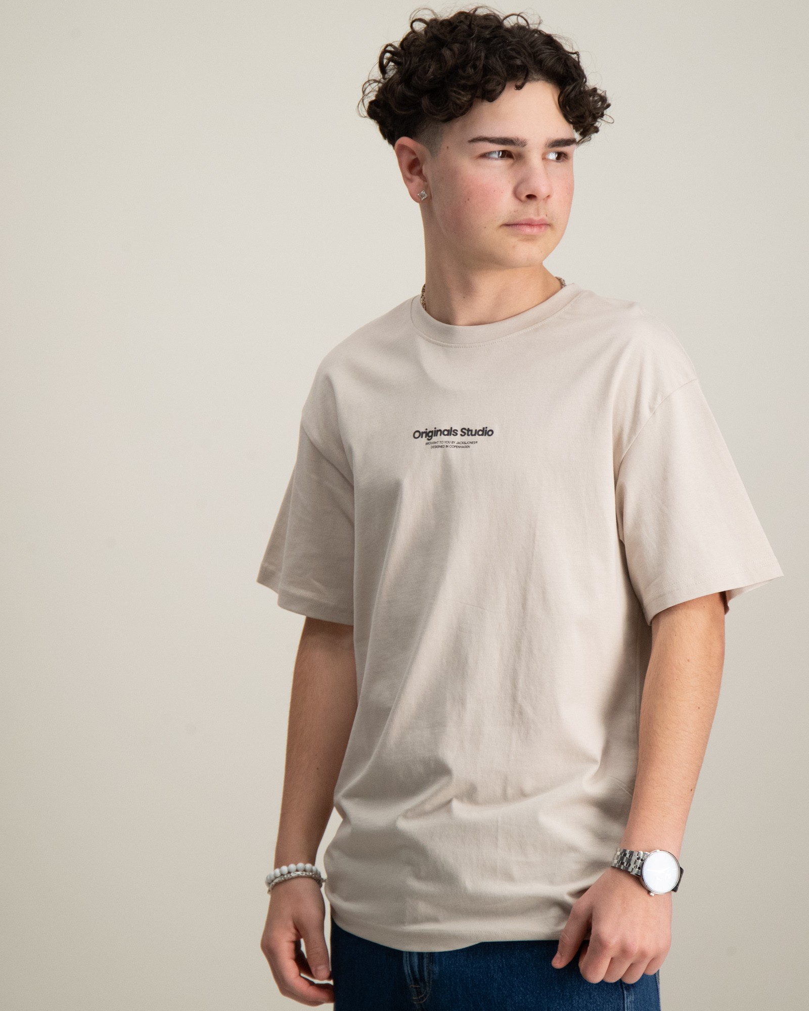 Jack & Jones Beige JORVESTERBRO TEE SS CREW NECK til Dreng | Kids Brand ...