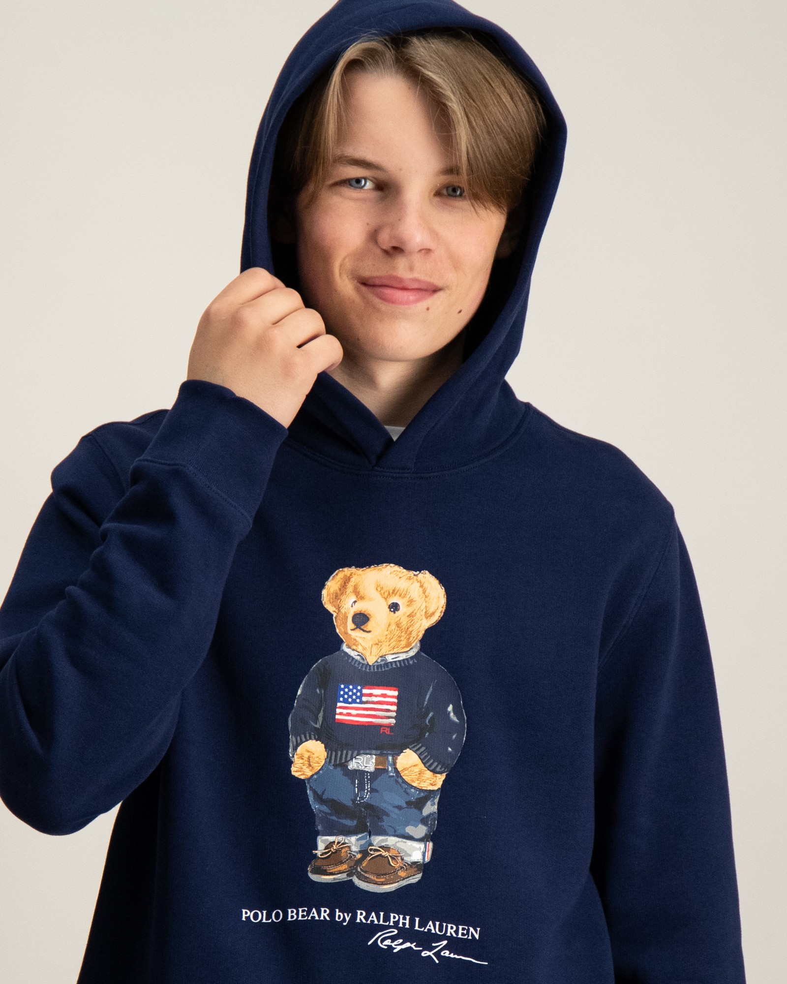Polo Ralph Lauren Blå Polo Bear Fleece Hoodie för Kille | Kids Brand Store