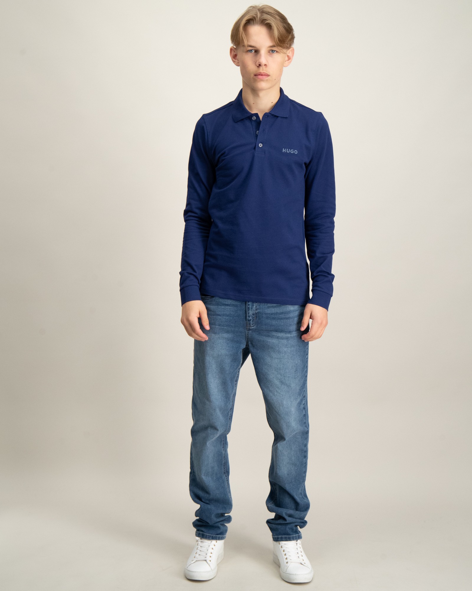 HUGO Blau LONG SLEEVE POLO für Jungen | Kids Brand Store