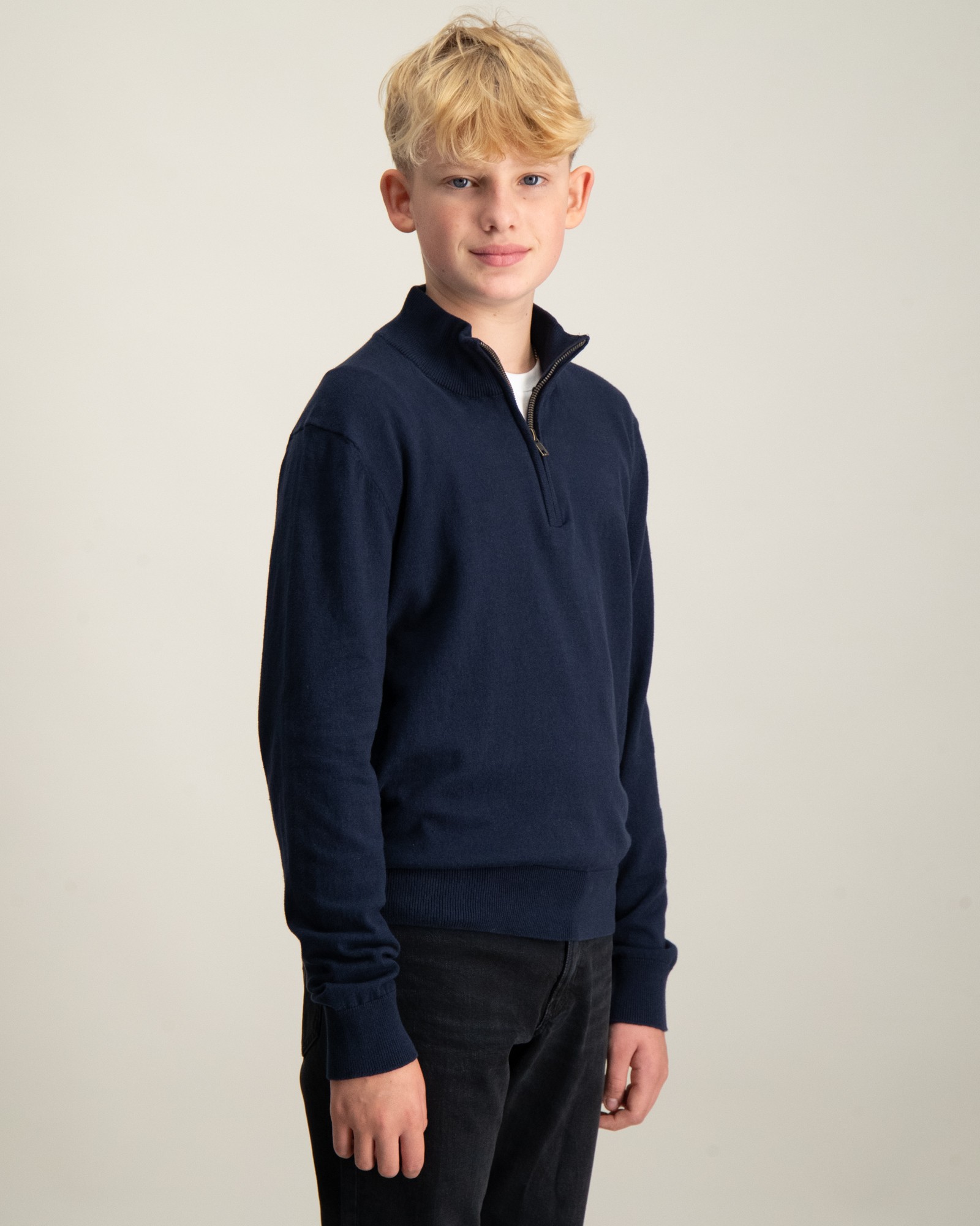 Grunt Blå Ludvig Half Zip Knit til Gutt | Kids Brand Store
